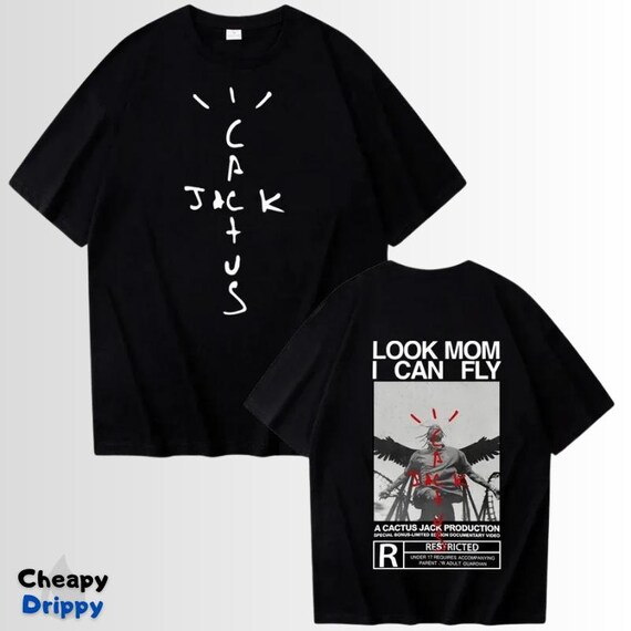 Travis Scott T shirt Unisex Look Mom I Can Fly Premium Cactus Jack Sweatshirt Hip Hop Streetwear Clothing Etsy
