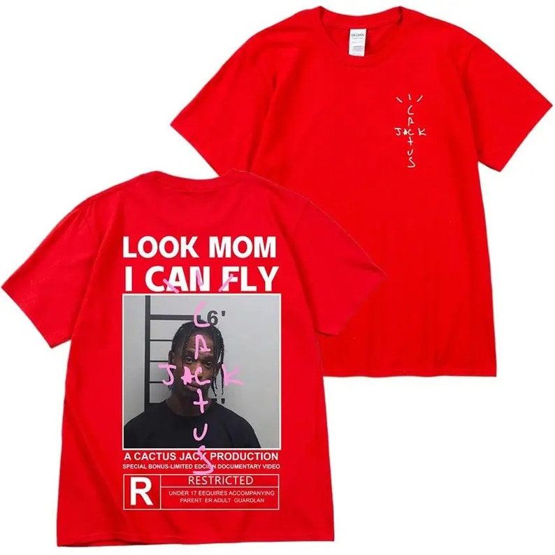 Travis Scott T Shirt Unisex Look Mom I Can Fly Premium Cactus Jack