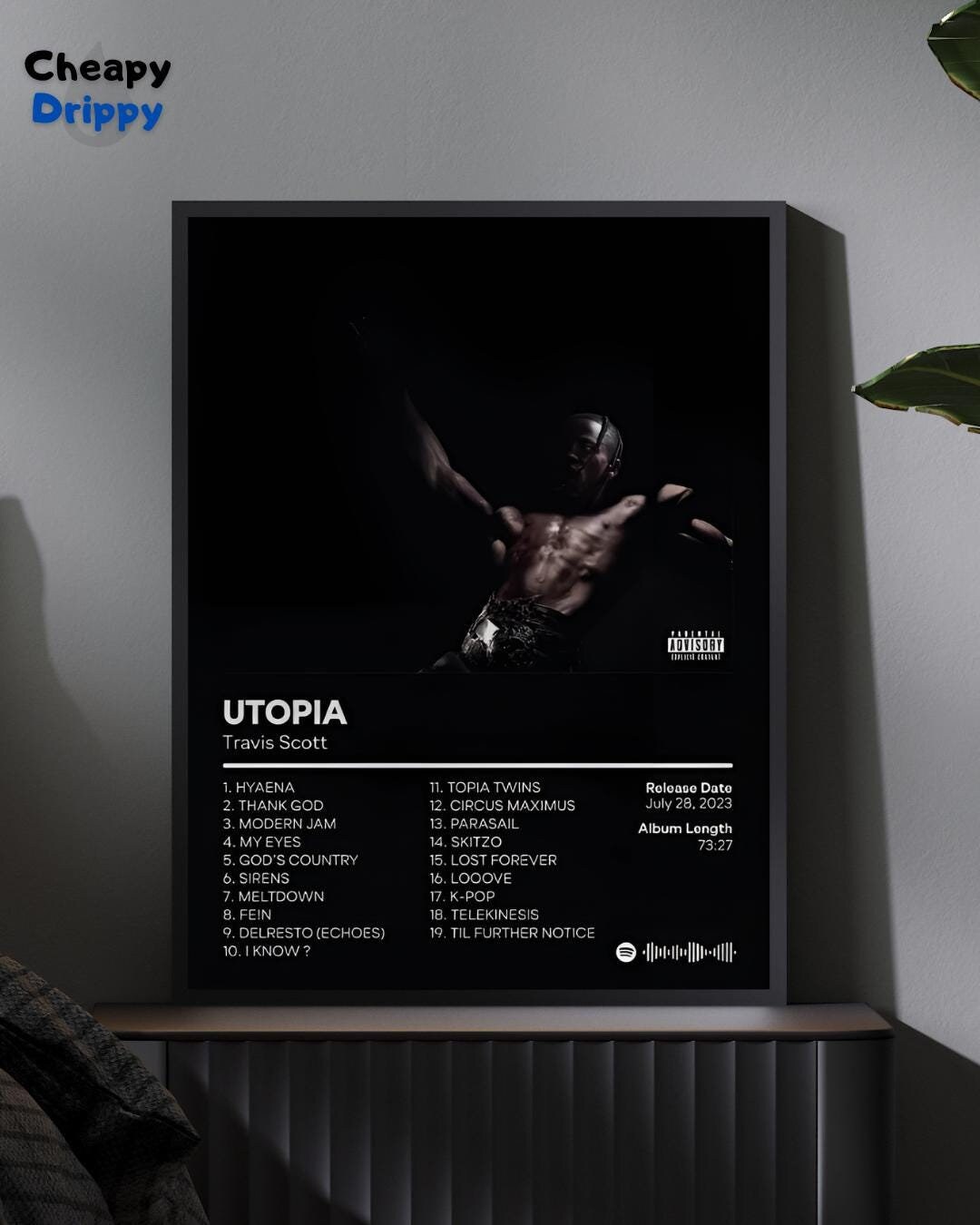 Utopia Travis Scott Custom Album Poster Hip Hop Wall Art Personalized ...