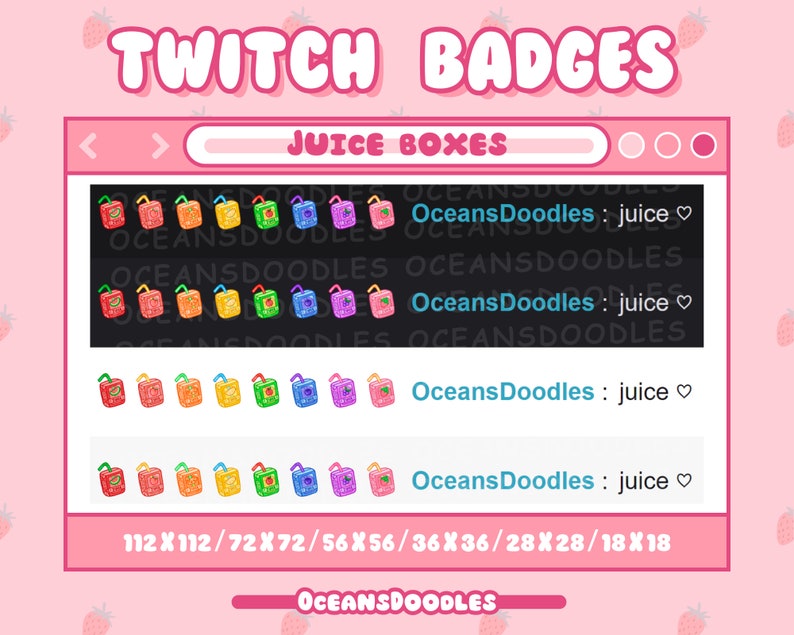 Kawaii Juice Boxes Sub/bit Badges, Channel Points, Emotes - Twitch ...