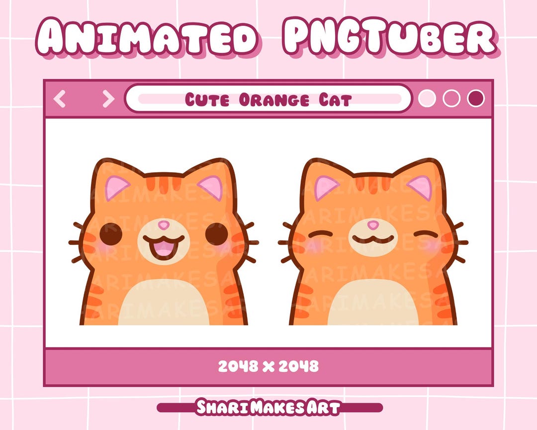 Kawaii Orange Cat Pngtuber: Animated Twitch Emote (digital Download) - Etsy