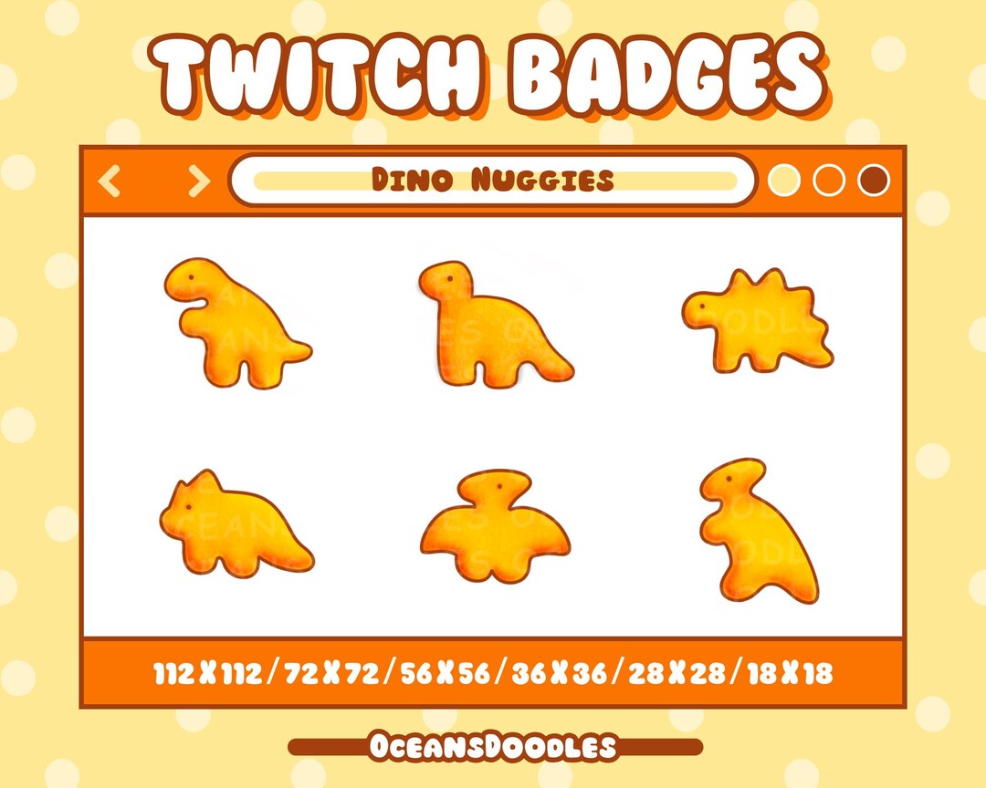 Kawaii Dino Nuggies/nuggets, Sub/bit Badge, Emotes, Channel Points ...