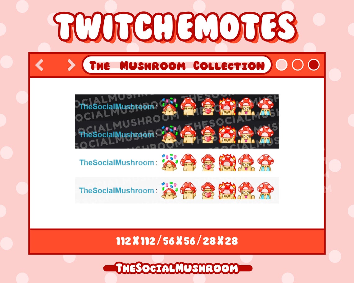 Kawaii Mushroom Emote Pack hype, Wave, Heart, Angry, Silly, Crying ...