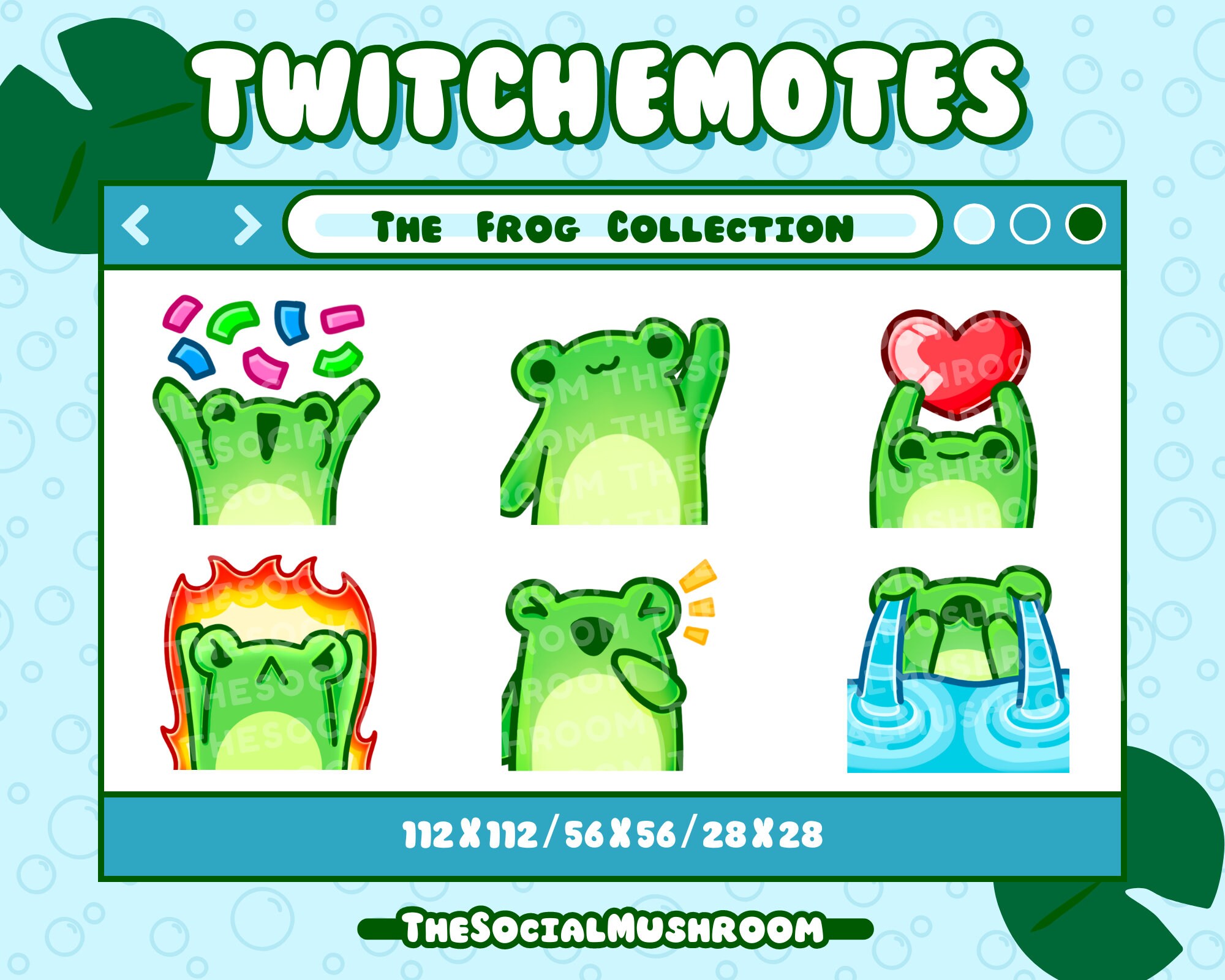 Kawaii Frog Emote Pack hype, Wave, Heart, Angry, Laughing, Crying ...