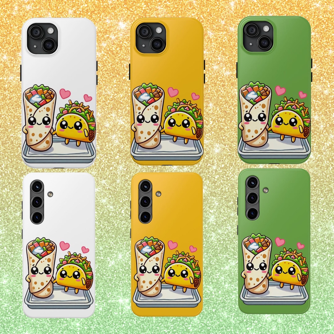 Cute Kawaii Style, Cartoon, Burrito and Taco, White, Yellow, Light ...