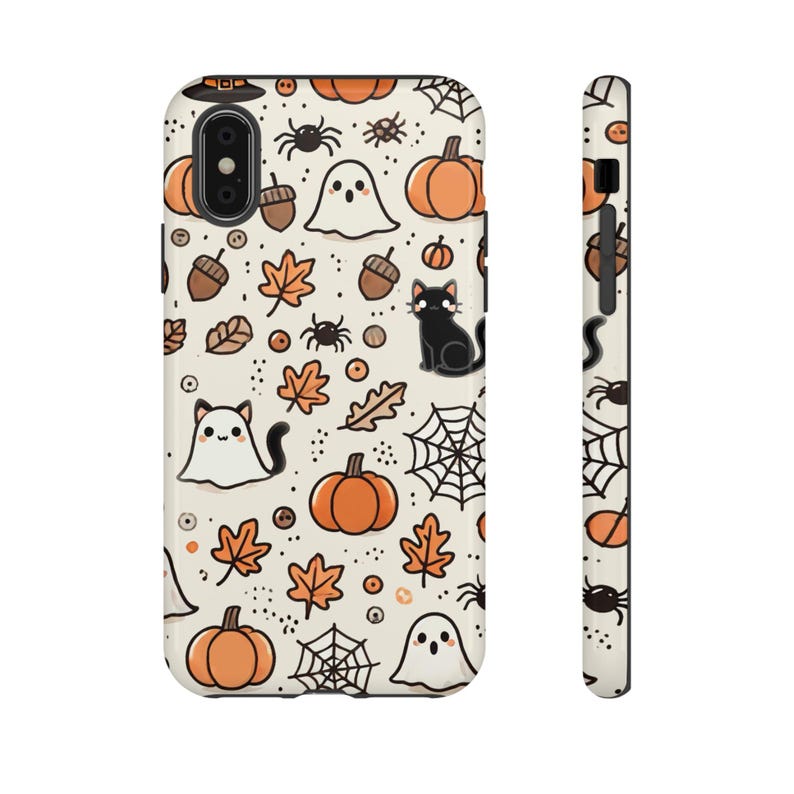 Fall Theme, Cute Phone Case, Cats, Pumpkins, Ghost, iPhone Case, 15, 14 ...