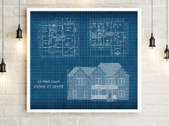 Personalized Wall Art Blueprint Portrait of your House | Etsy