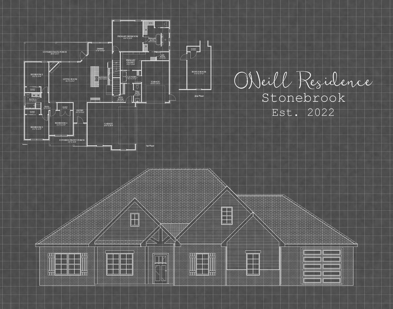 Personalized Wall Art Unframed Blueprint Portrait of Your New - Etsy