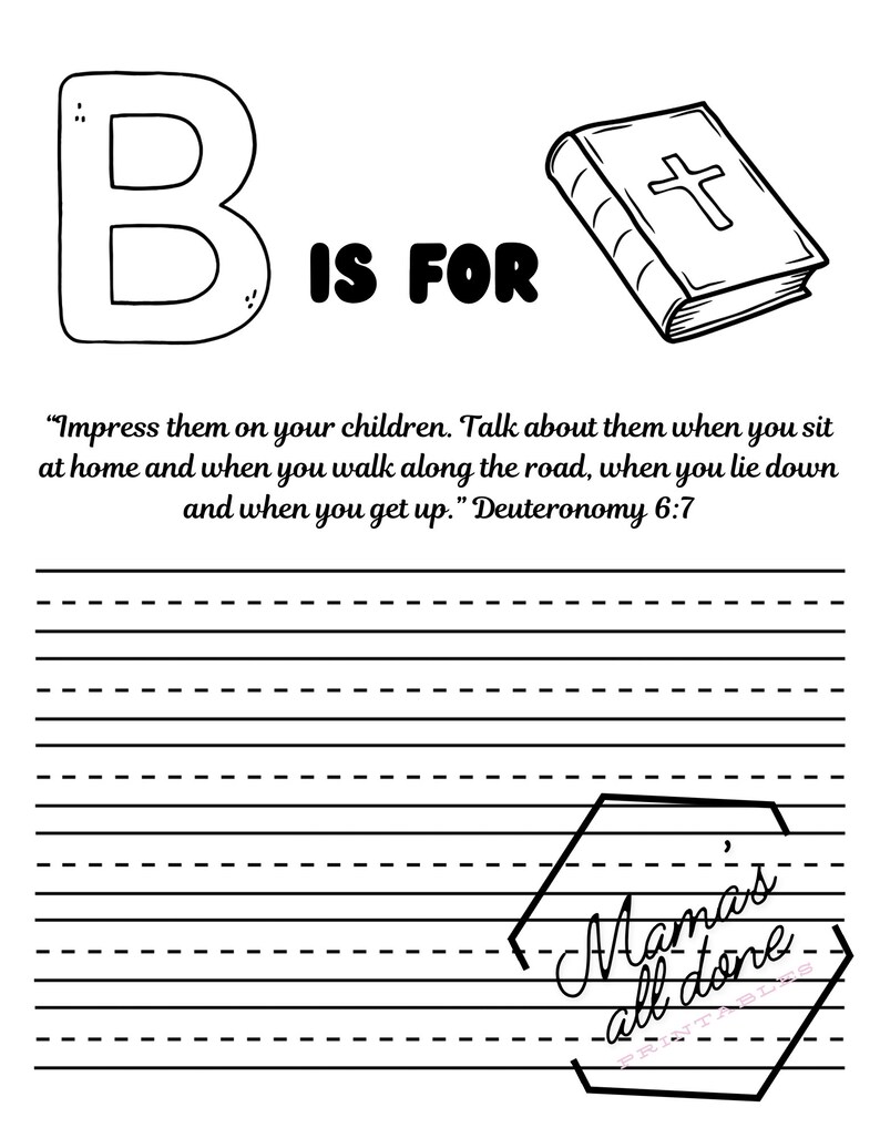 Bible ABC Coloring and Writing Pages - Etsy