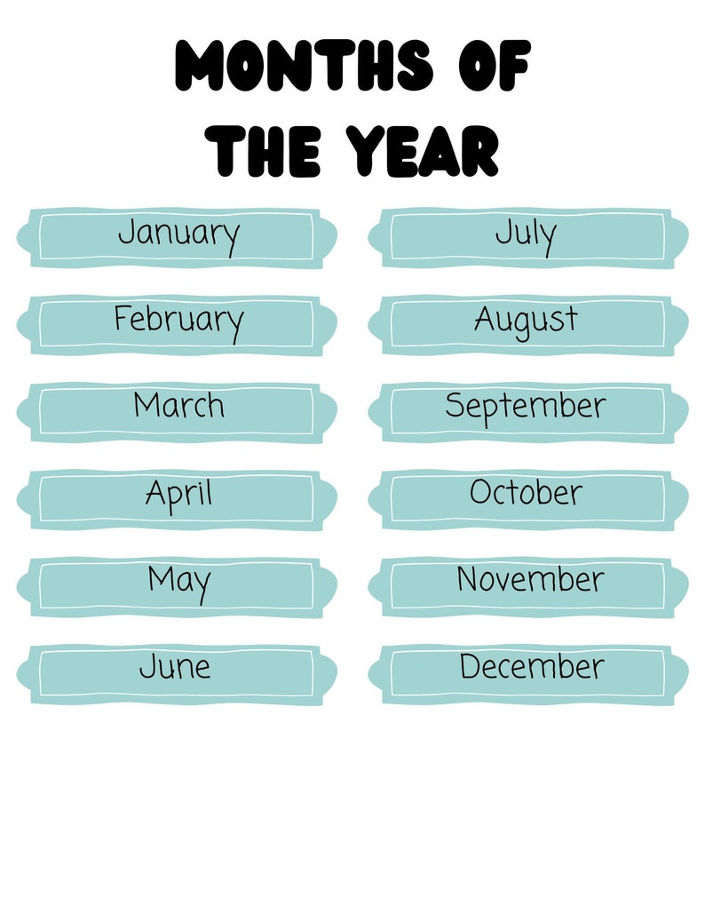 Days of the Week and Months of the Year Printable Bundle With Bonus ...