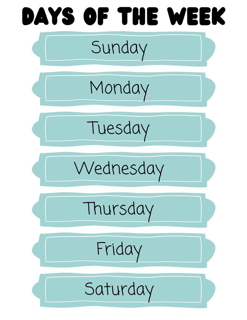 Days of the Week and Months of the Year Printable Bundle With Bonus ...