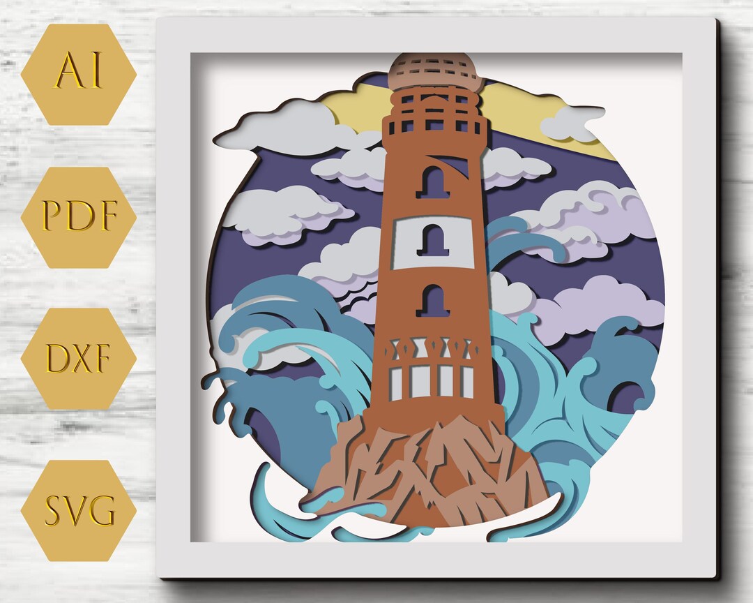Lighthouse Shadow Box 3D Svg,lighthouse Multilayer Svg ,lighthouse 3D ...