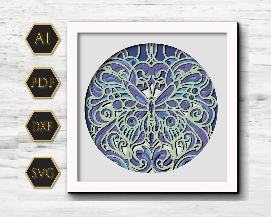 3D Butterfly Shadow Box Svg,butterfly 3D Svg,butterfly Laser Cut,paper ...
