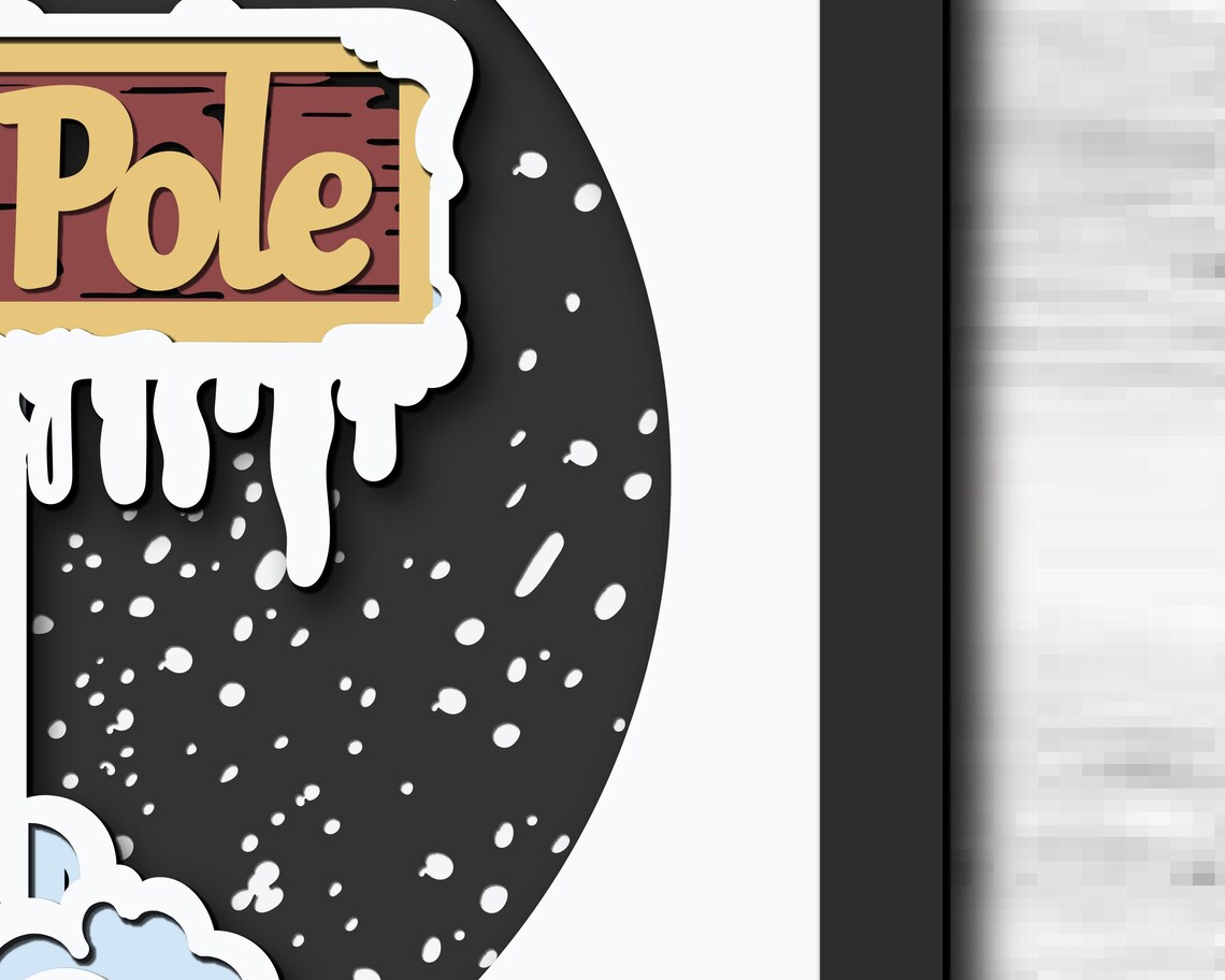 North Pole Shadow Box SVG: 3D Paper Cut Lightbox Template (digital ...