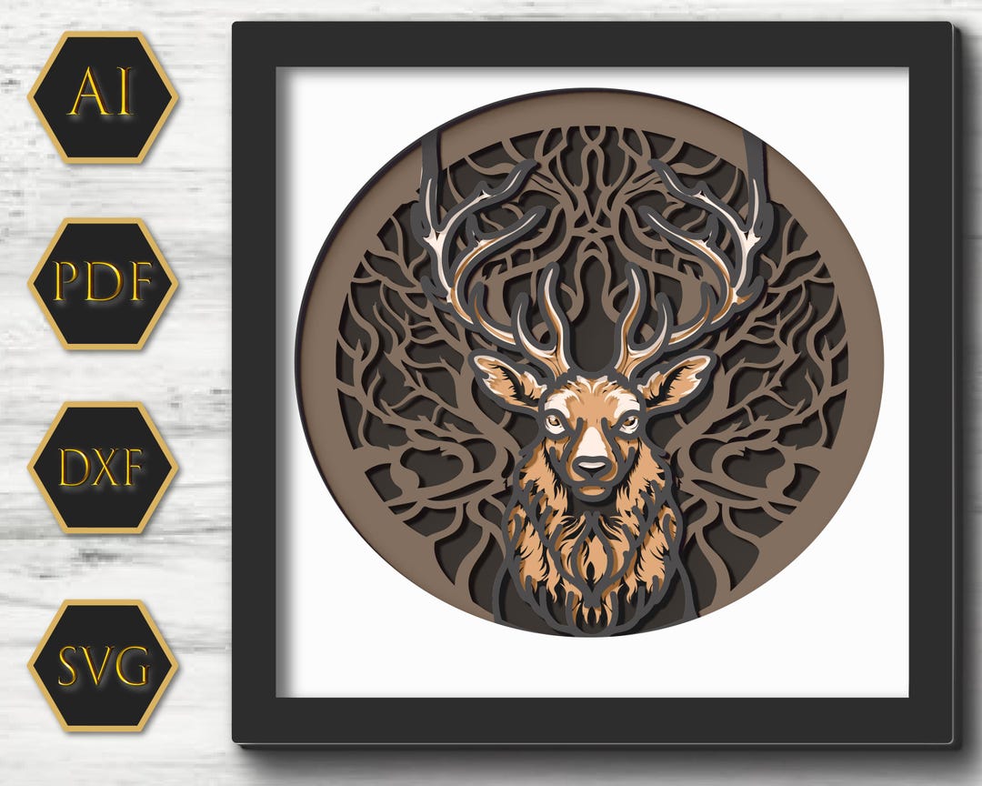 3d DEER Shadow Box Svg, Deer Svg, 3D Deer Shadow Box, Layered Cardstock ...