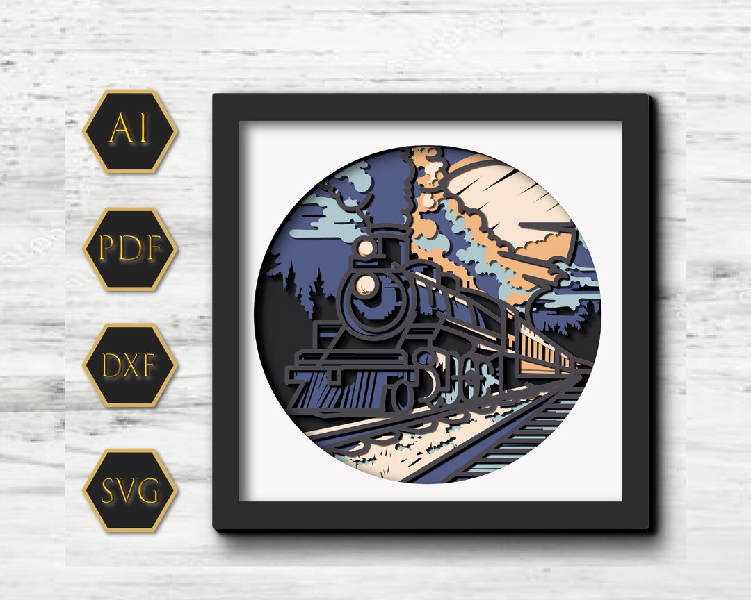Train Shadow Box SVG: 3D Papercut Light Box Template (digital Download ...