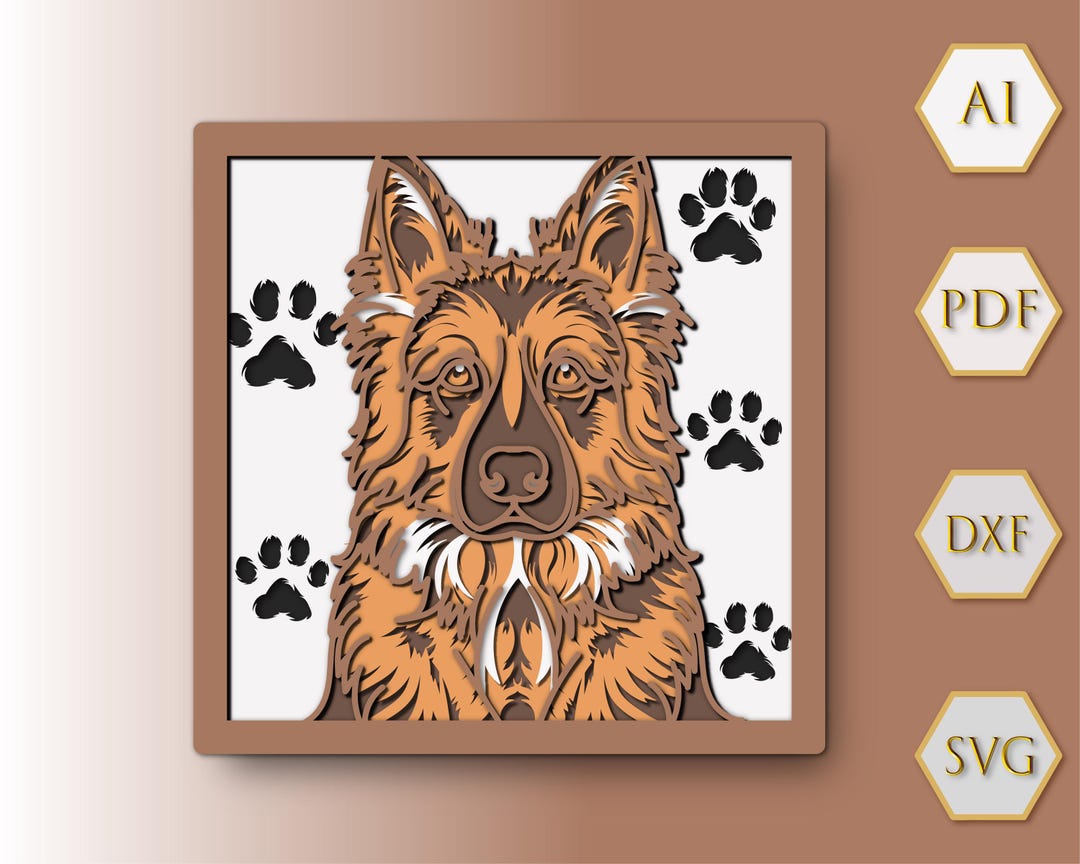 German Shepherd Shadow Box SVG, Dog Lover Gift (digital Download) - Etsy UK