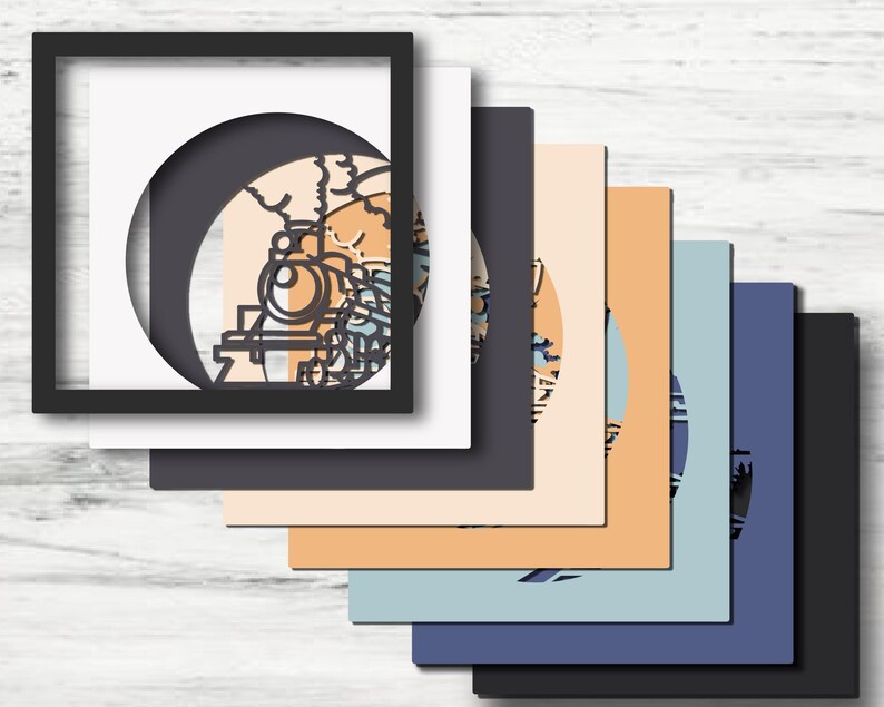 Train Shadow Box SVG: 3D Papercut Light Box Template (digital Download ...