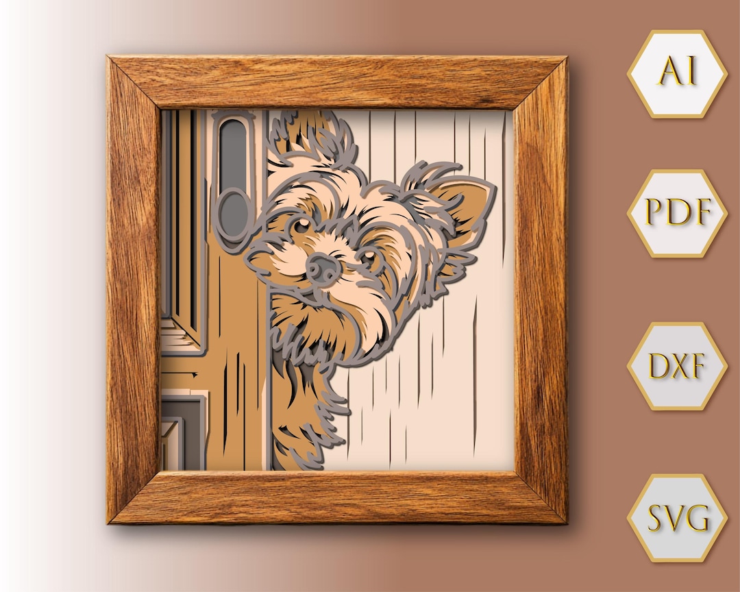 Yorkshire Terrier Shadow Box SVG: 3D Layered Papercut Files - Etsy