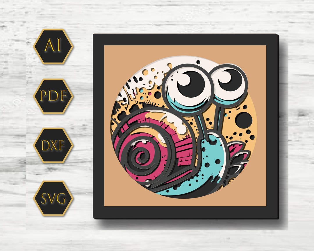 3D Snail Shadow Box Template, Paper Cut Light Box SVG File (digital ...