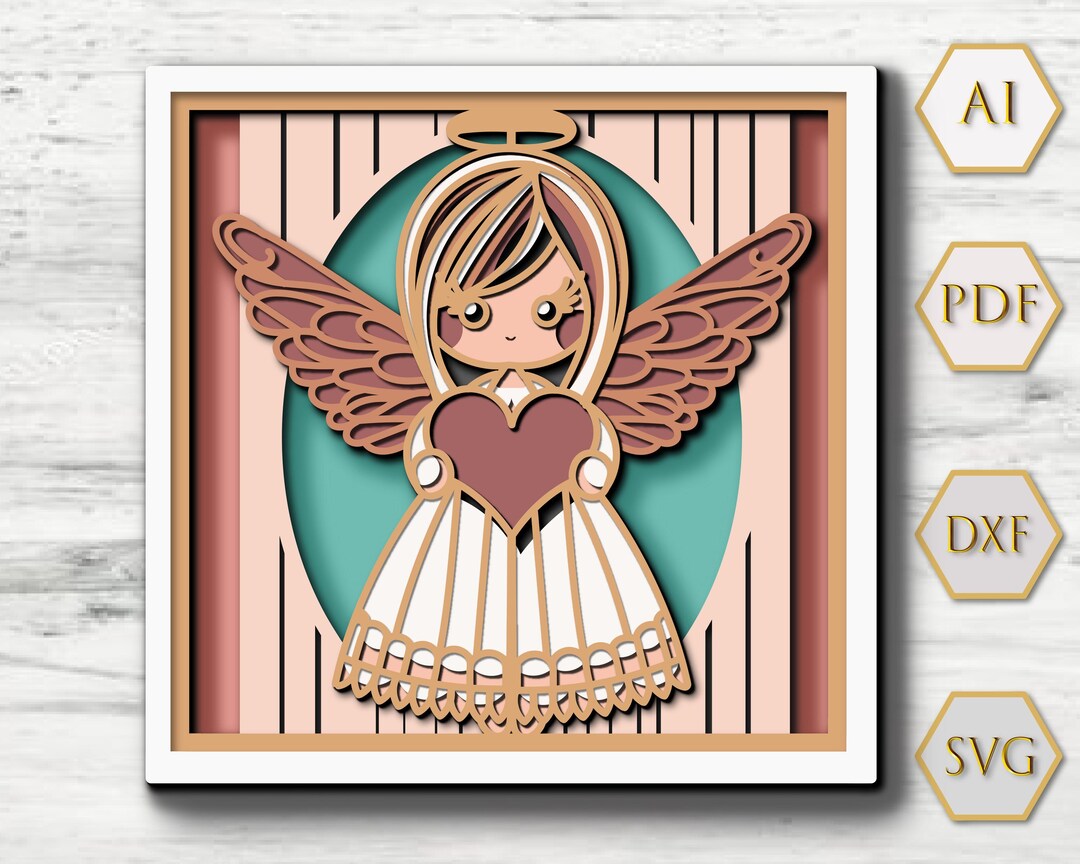 3D Angle Shadow Box SVG Template: Christian Papercut Design (8x8, 10 ...