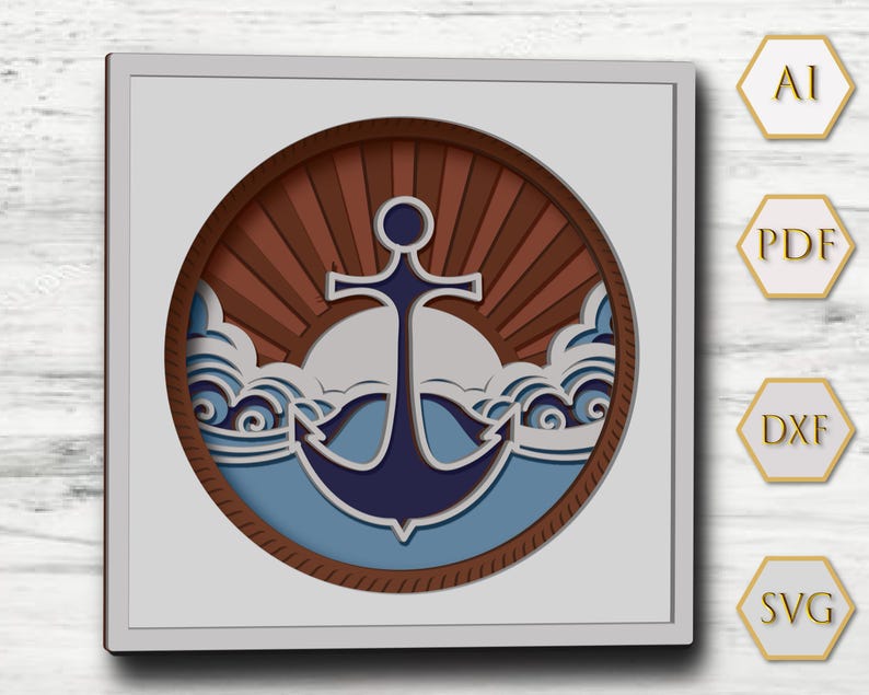 3D Anchor Shadow Box SVG: Nautical Paper Art (digital Download) - Etsy