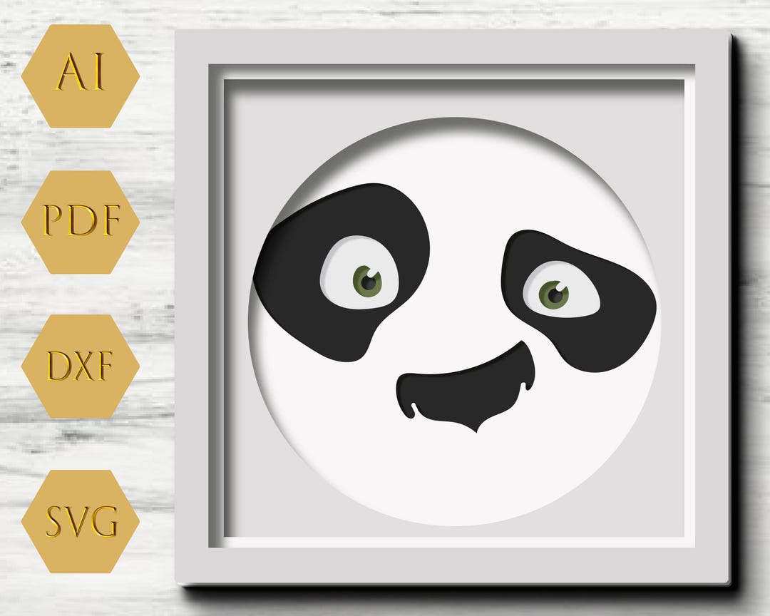 3D SVG Panda Shadow Box, 3D SVG Panda, 3D Panda Svg, Panda Bear 3D SVG ...