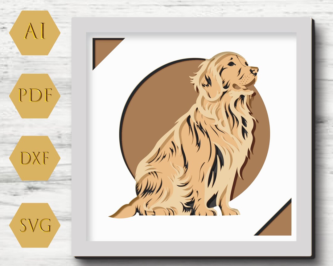 Golden Retriever 3D Layered SVG: Papercut Shadow Box File - Etsy