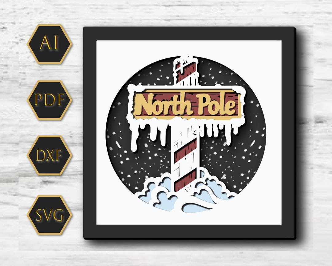North Pole Shadow Box,svg File ,file for Cricut,light Box Template ...