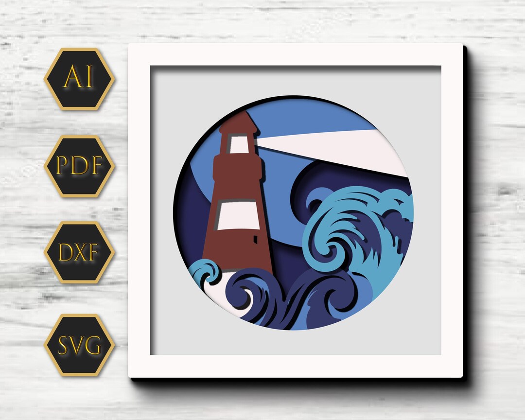 Lighthouse Shadow Box 3D Svg, Lighthouse Paper Cut,lighthouse Laser Cut ...