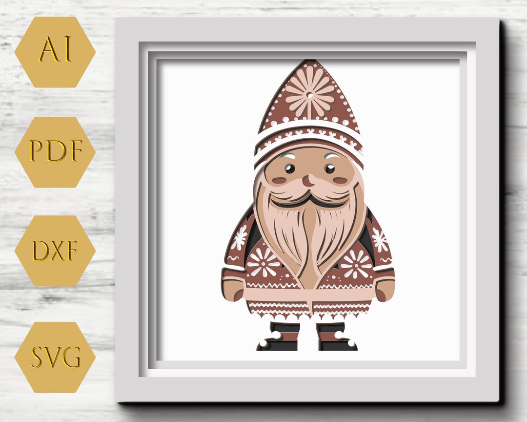 3d Santa, Christmas Shadow Box Svg, 3d Christmas Layers, Paper Cut ...