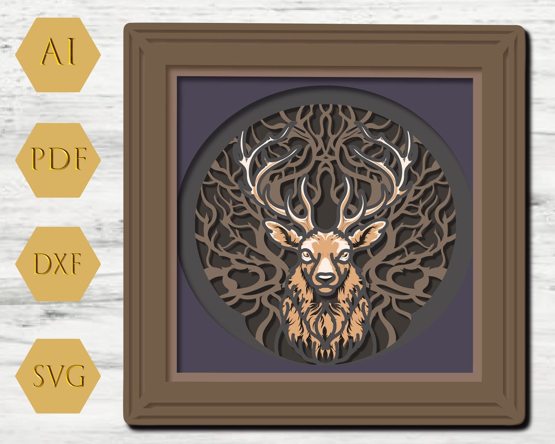 3d DEER Shadow Box Svg, Deer Svg, 3D Deer Shadow Box, Layered Cardstock ...