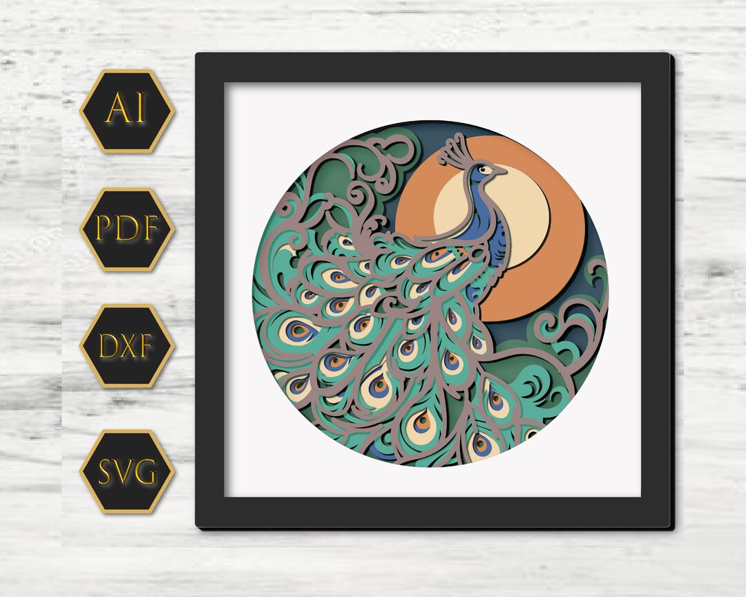 Peacock Mandala SVG Shadow Box Template: Layered Paper Cut (digital ...