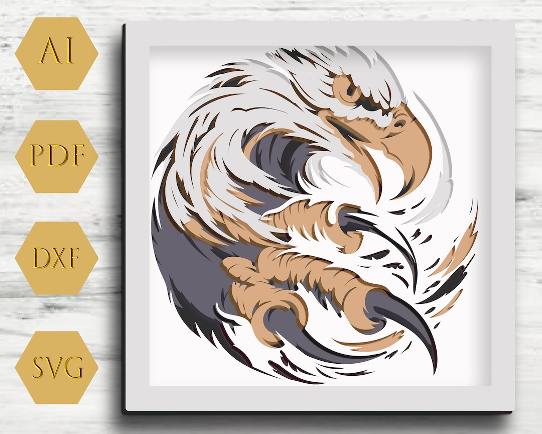 American Eagle Shadow Box SVG: 3D Flag Paper Cut Template (digital ...