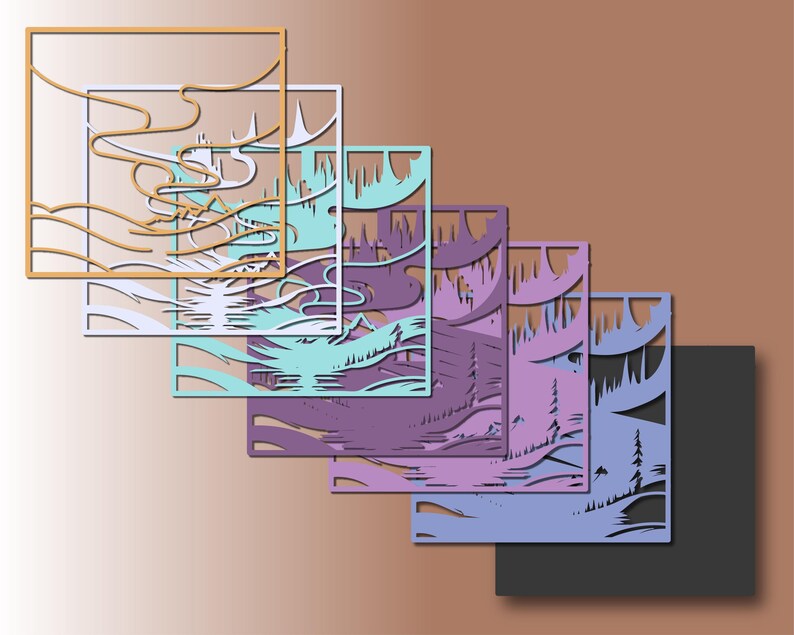 3D Northern Lights SVG, Layered Papercut Shadowbox (digital Download ...