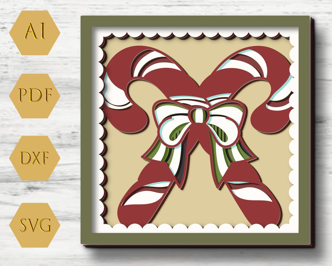 Christmas Candy Shadow Box SVG: Layered Winter Scene (digital Download ...