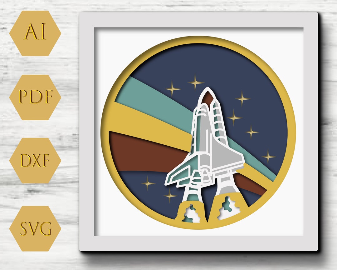 3d Space Rockets Shadow Box, Spase Laser Cut ,files for Cricut, for ...