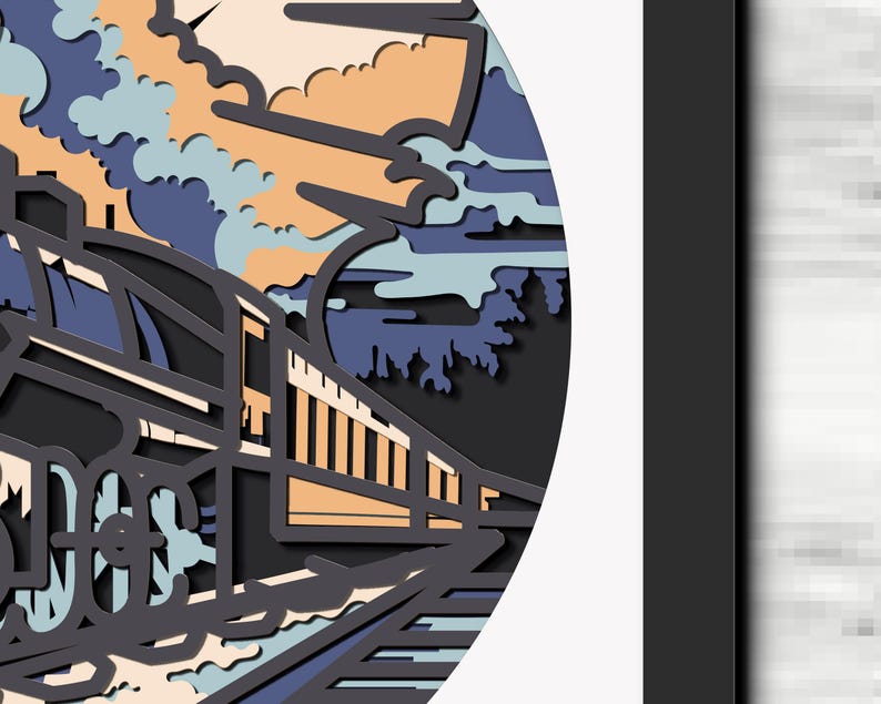 Train Shadow Box SVG: 3D Papercut Light Box Template (digital Download ...