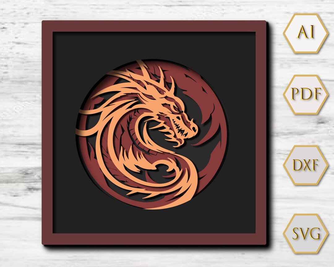 3D Layered Dragon Shadow Box SVG: Laser Cut File (digital Download) - Etsy