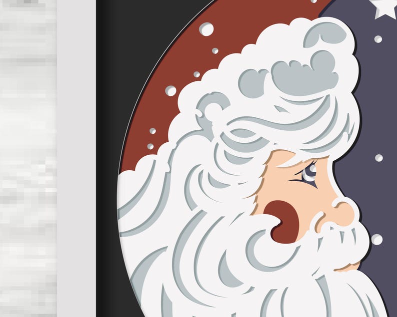 3D Santa SVG: Christmas Shadow Box File (digital Download) - Etsy