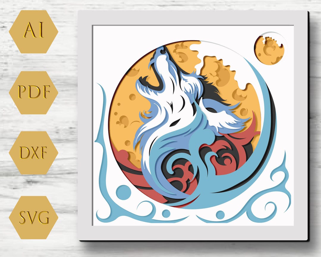 Wolf Shadow Box SVG Template: Layered Paper Cut File (digital Download ...