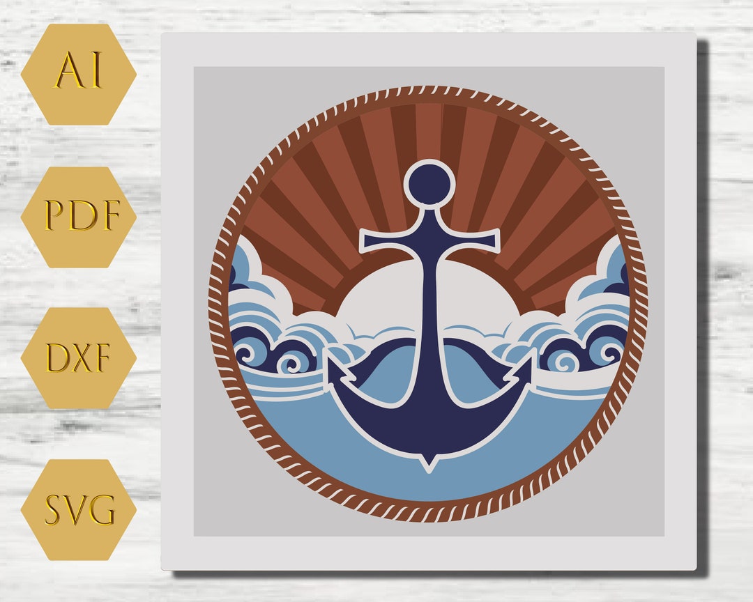 3D Anchor Shadow Box SVG - Nautical Welcome Sign, Layered Paper Art ...
