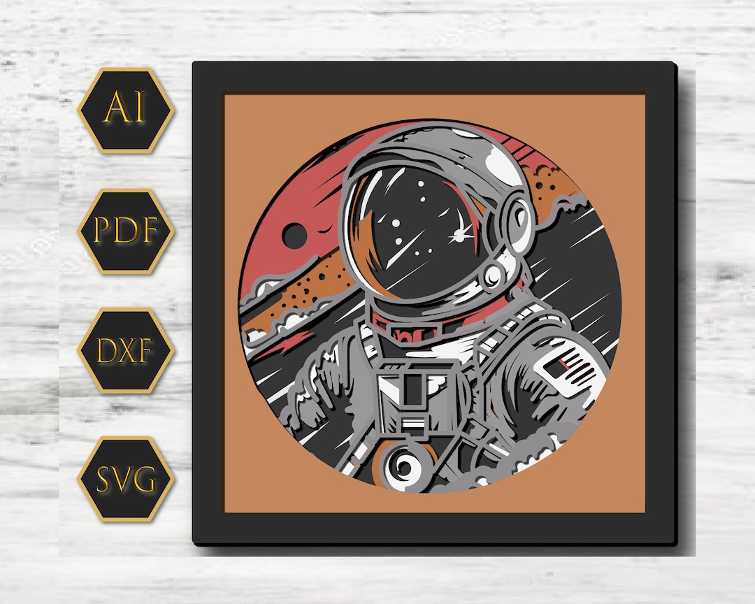 Astronaut Shadow Box Files, Paper Cut Light Box Template Files, Shadow ...