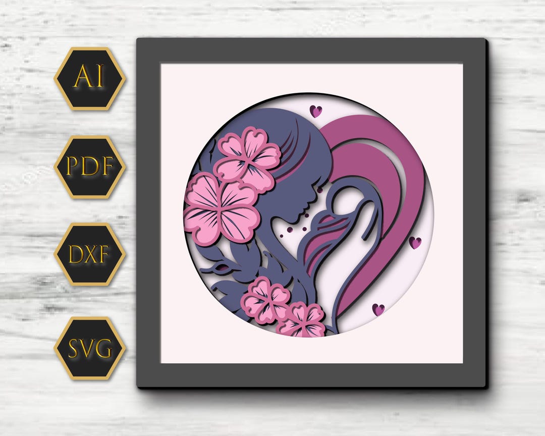 3D Mothers Day Shadow Box, Happy Mother's Day SVG, Multilayer Design ...