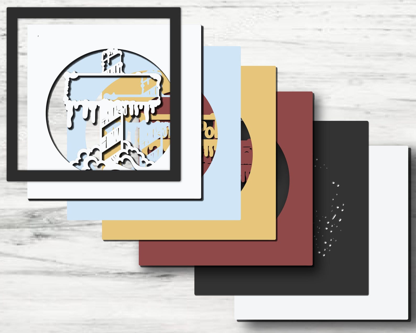 North Pole Shadow Box SVG: 3D Paper Cut Lightbox Template (digital ...