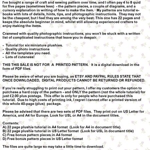 Mini-plushie Tutorial/pattern PDF. 22 Page Ebook. SSP-080: critters ...