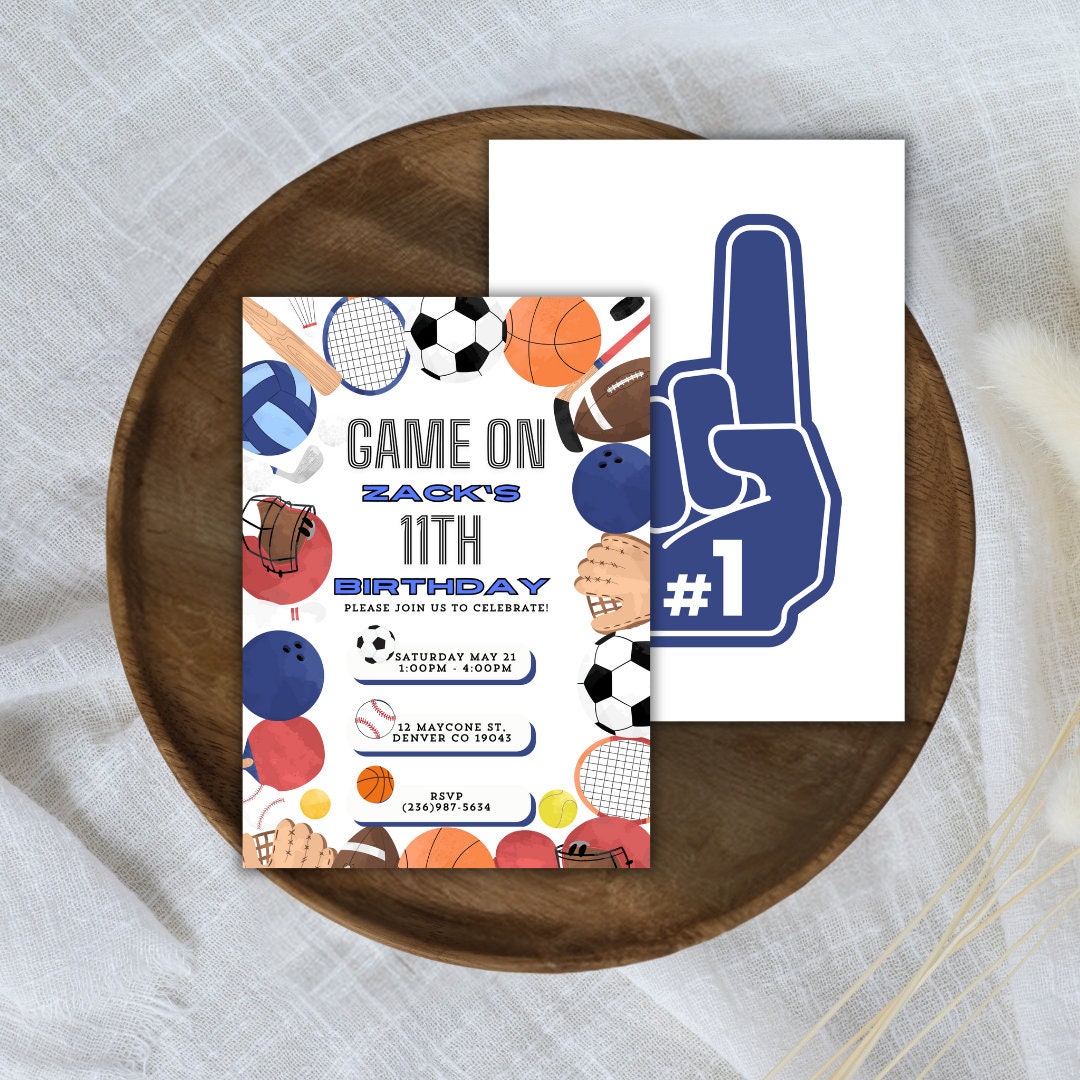 Sports Birthday Invitation, All Star Editable, Sports Theme, Baseball ...