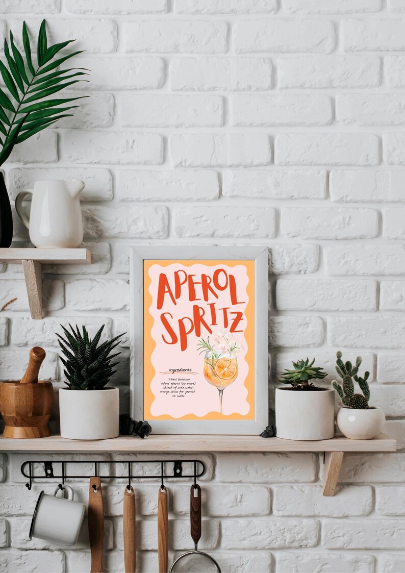 Aperol Spritz Cocktail Wall Art Print, Art Poster, Digital Download ...