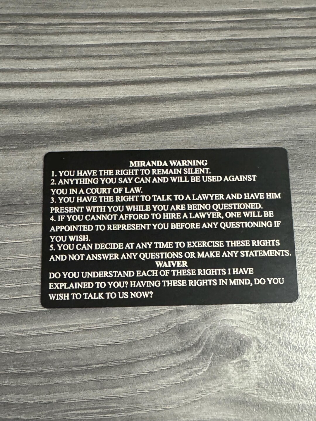 Miranda and DUI Metal Card - Etsy