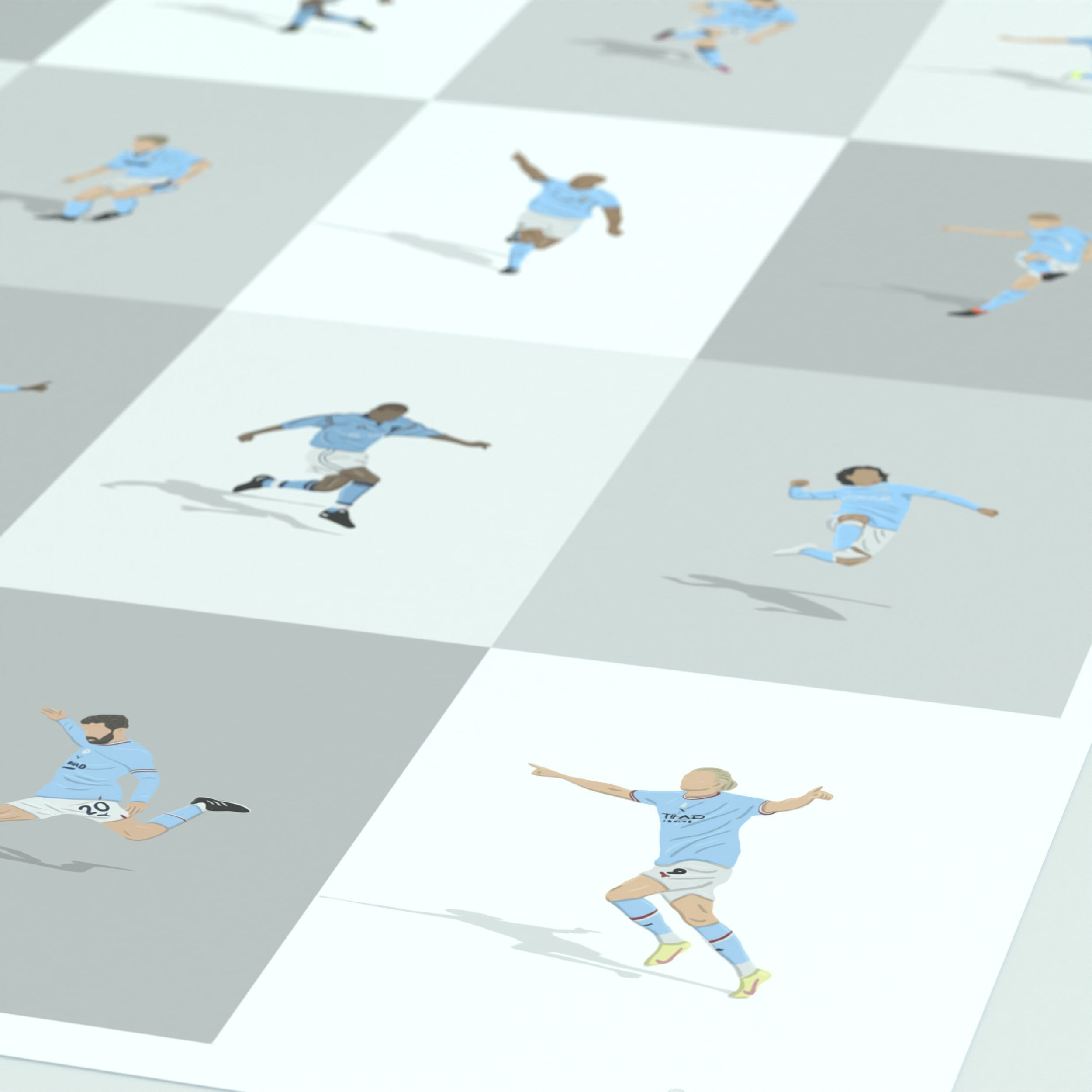 Manchester City Legends Illustrated Art Print - Etihad Stadium Icons ...